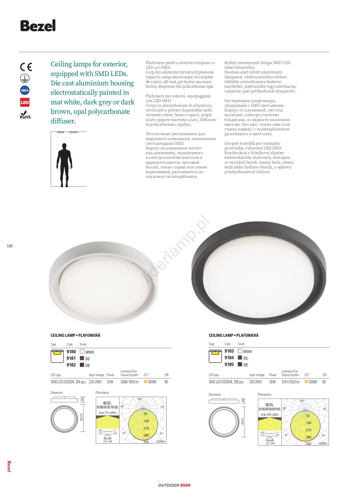Redo 9181 - LED Plafon zewnętrzny BEZEL LED/25W/230V IP54 antracyt