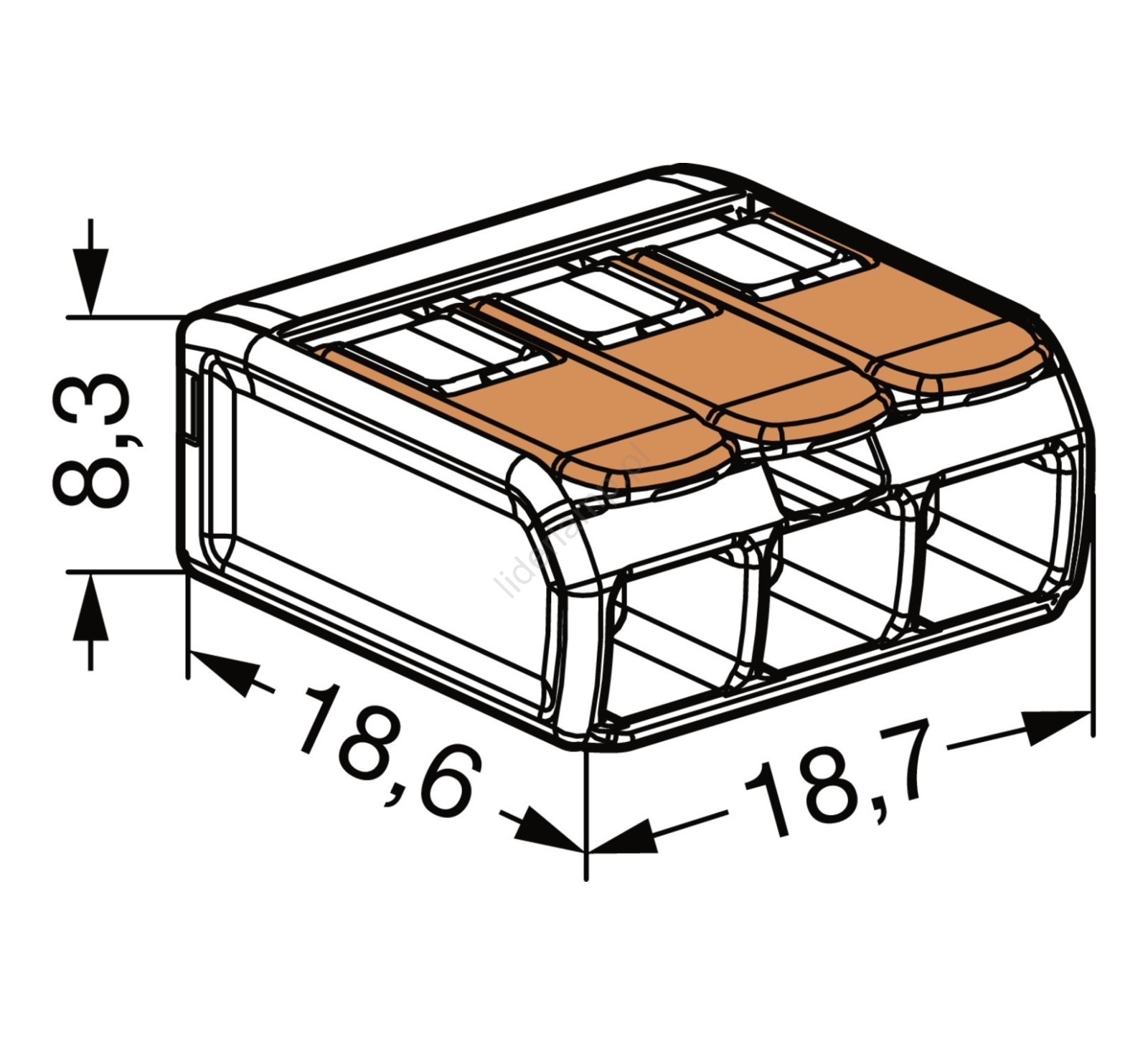WAGO 221-413 - Junction terminal COMPACT 3x4 450V pomarańczowy