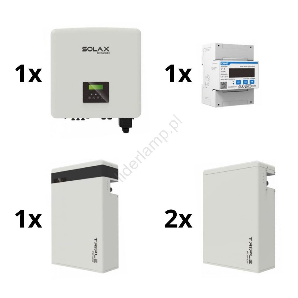 Zestaw solarny: 10kW SOLAX inwerter 3f + 17,4 kWh TRIPLE Power baterie ...